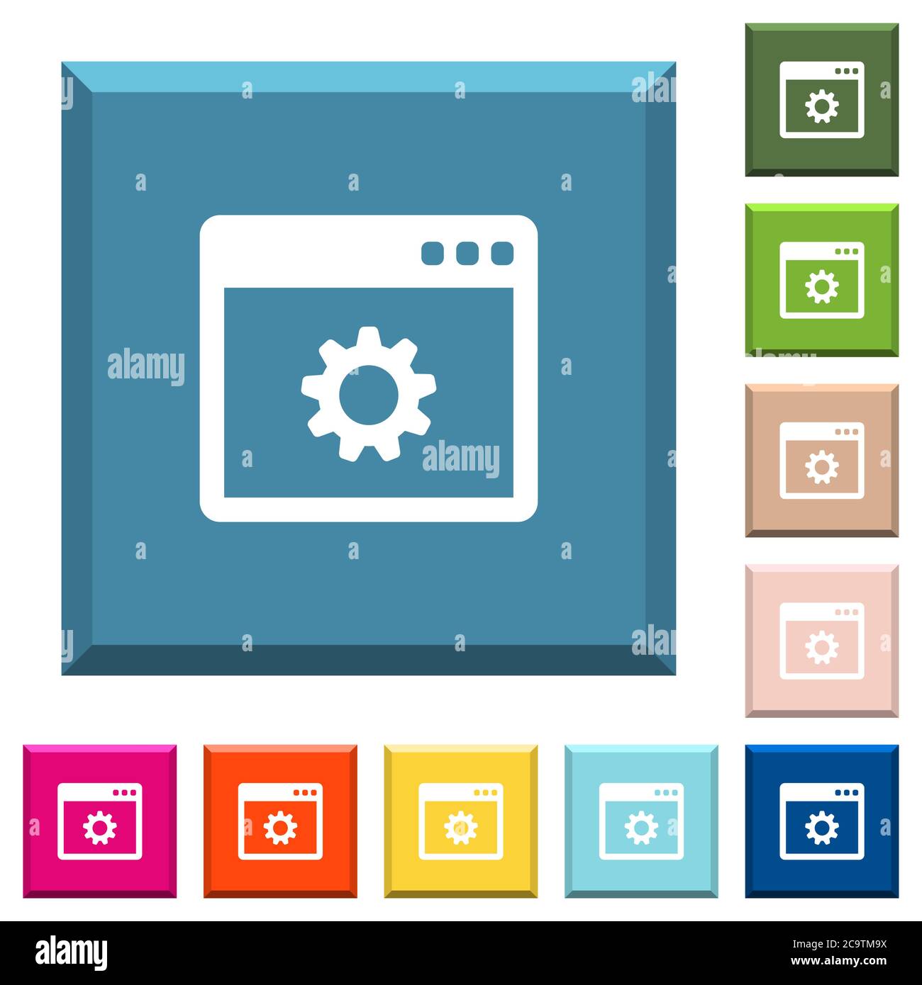 Application settings white icons on edged square buttons in various ...