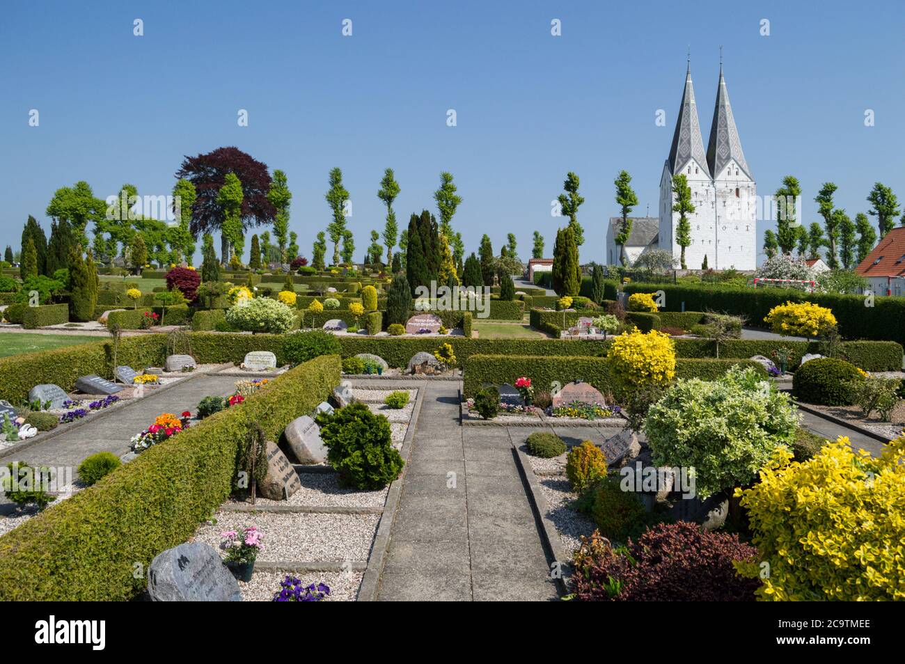 Church and Cemetery in a Small Countryside Town in Denmark Stock Photo ...