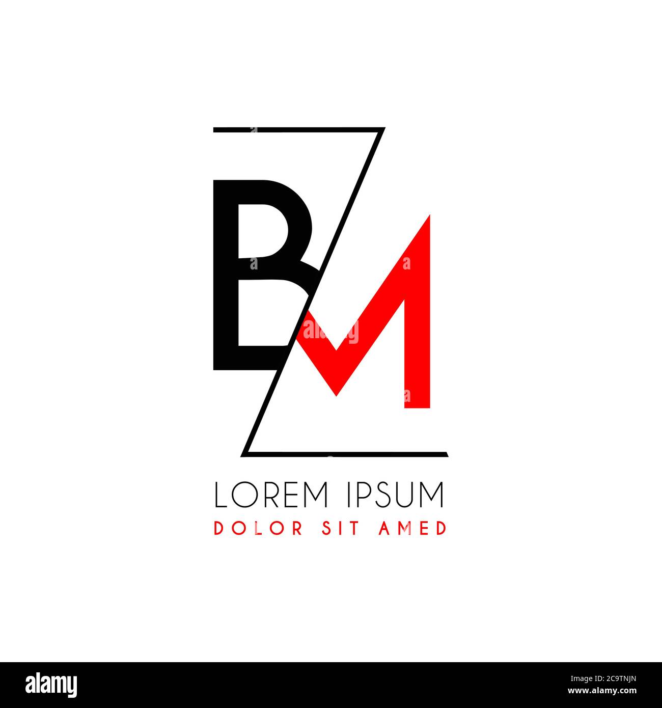 BM logo letter separated by a black zigzag line Stock Vector Image ...