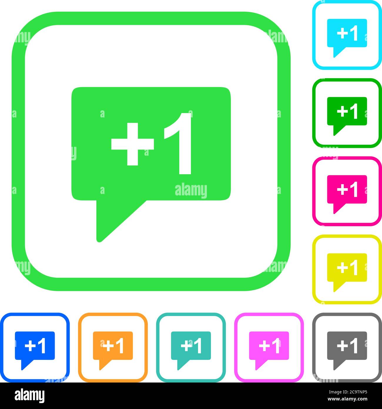 Plus one sign vivid colored flat icons in curved borders on white ...