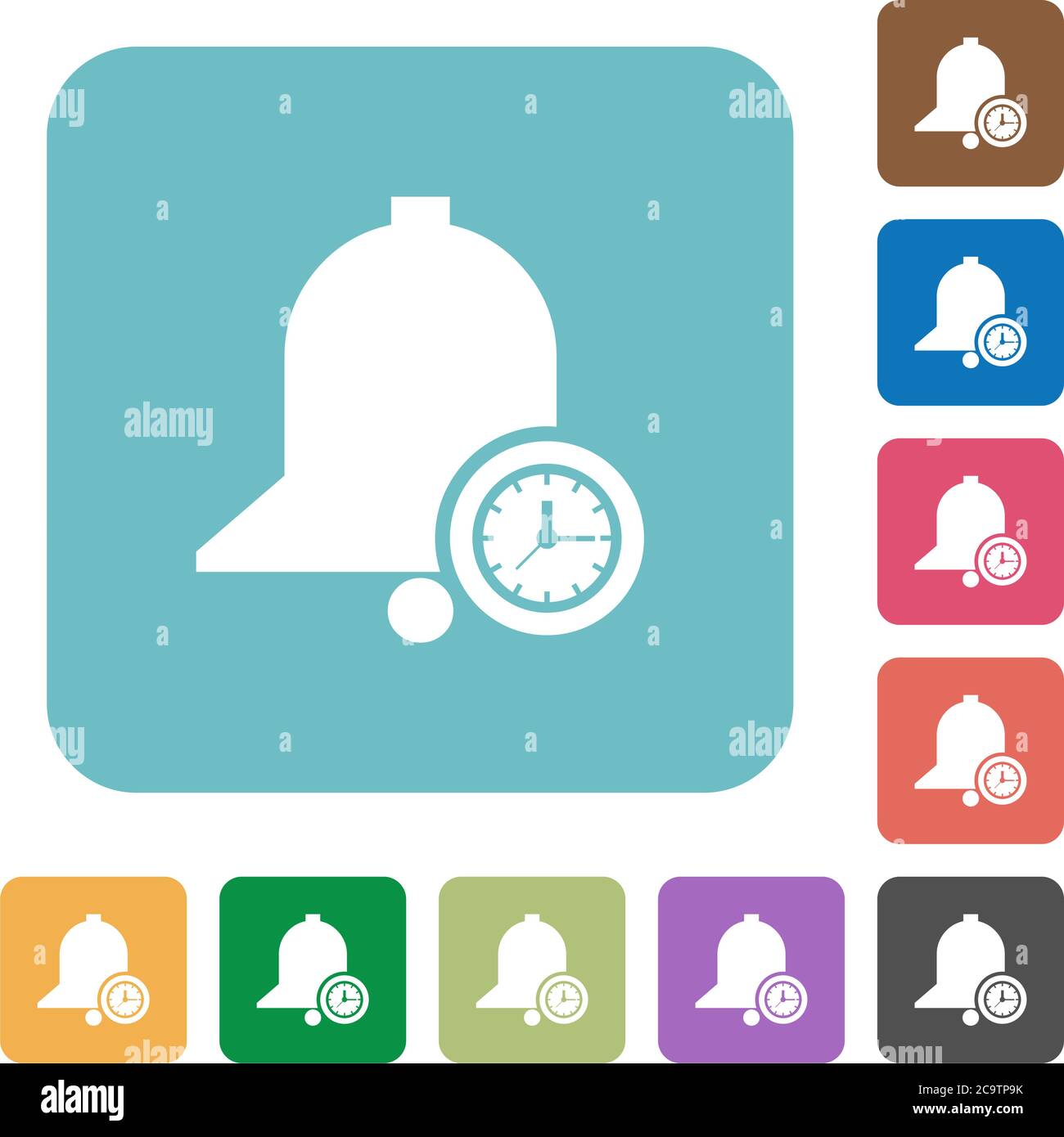 Reminder time white flat icons on color rounded square backgrounds ...
