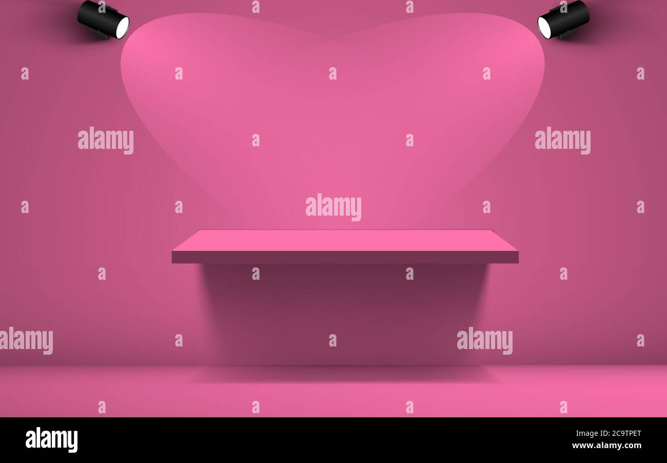 pink shelf and spotlight in the pink studio room Stock Vector Image ...