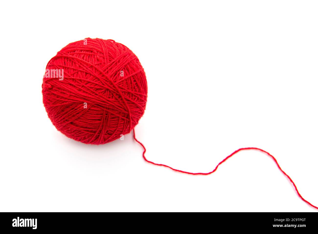 Red ball with woolen threads isolated on white background Stock Photo ...