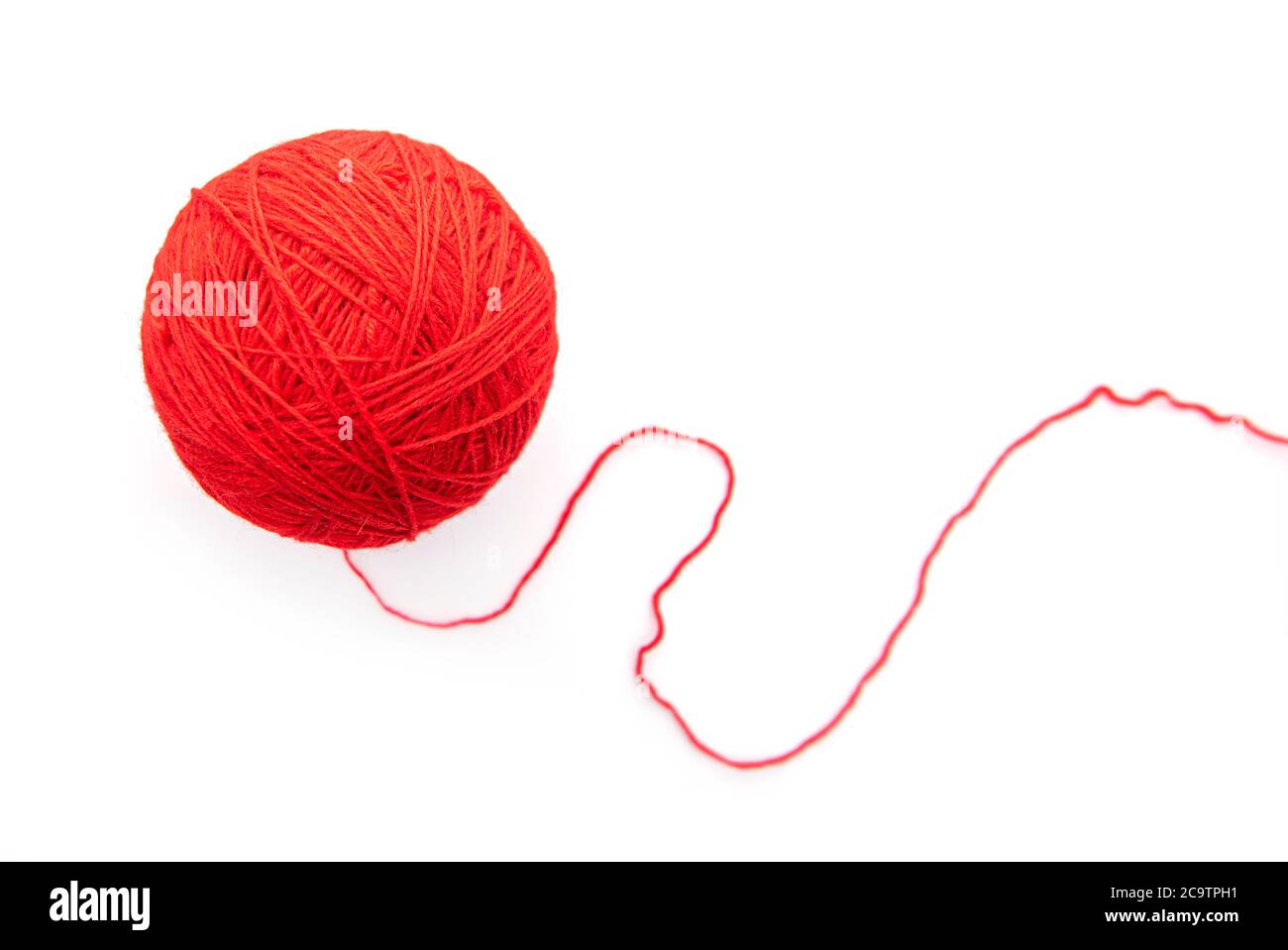 Red ball with woolen threads isolated on white background Stock Photo ...