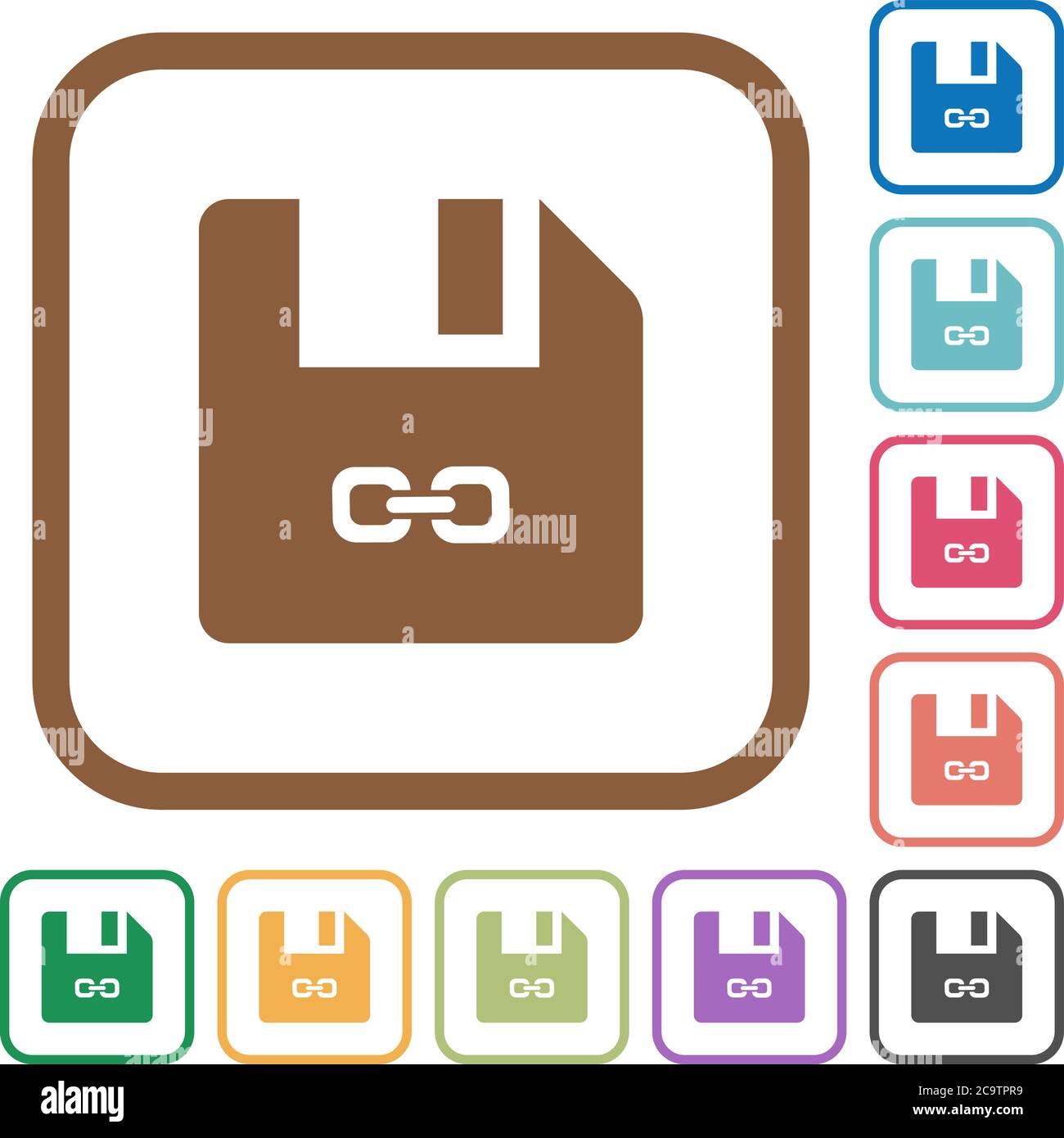 Symbolic link file simple icons in color rounded square frames on white background Stock Vector ...
