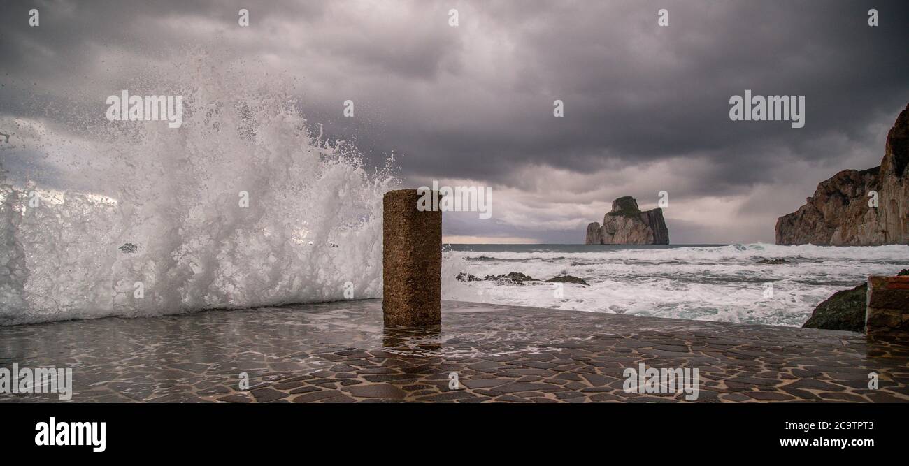 the faraglione of the sugar loaf, limestone formation of southern ...