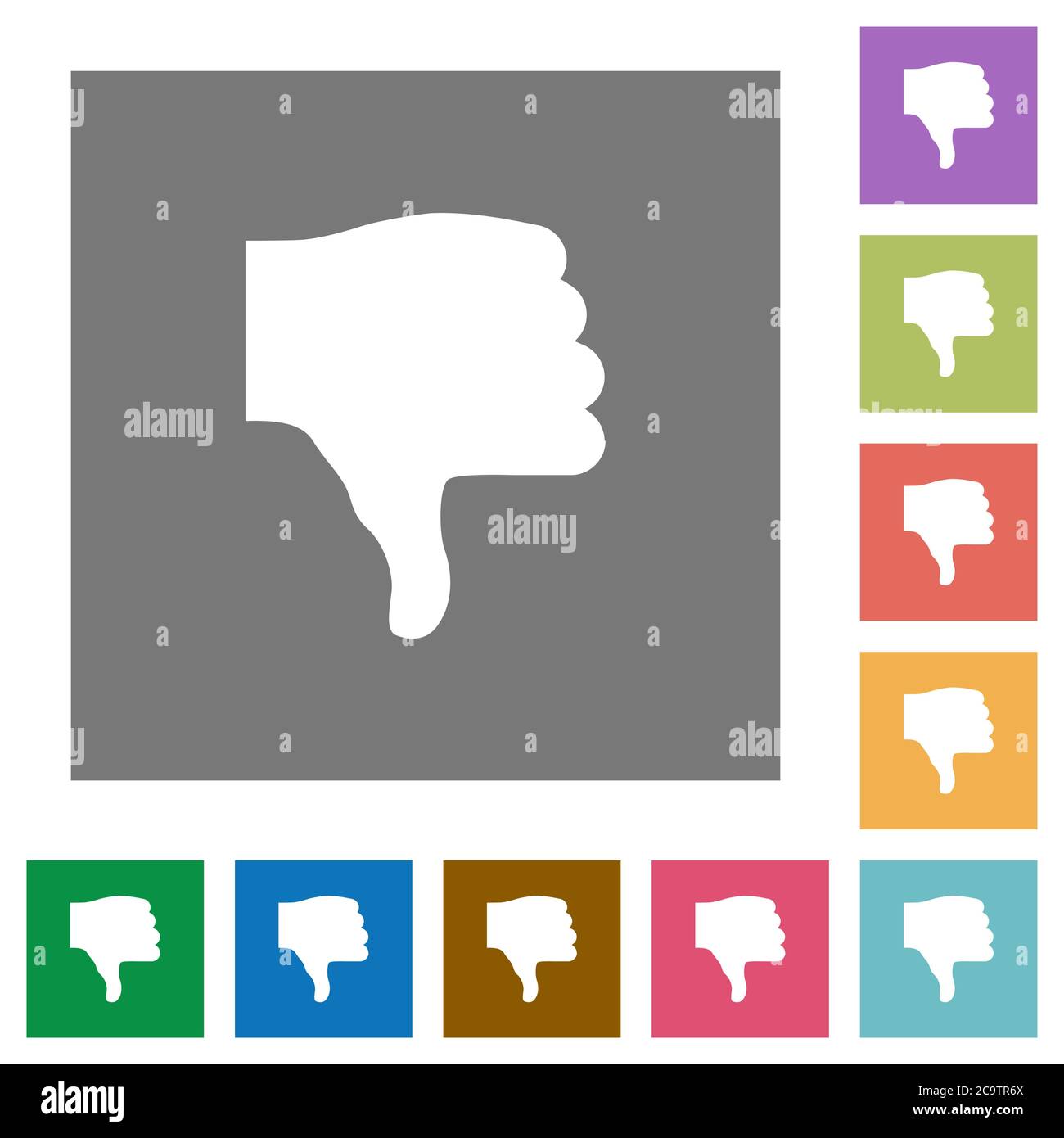 Thumbs down flat icons on simple color square backgrounds Stock Vector ...