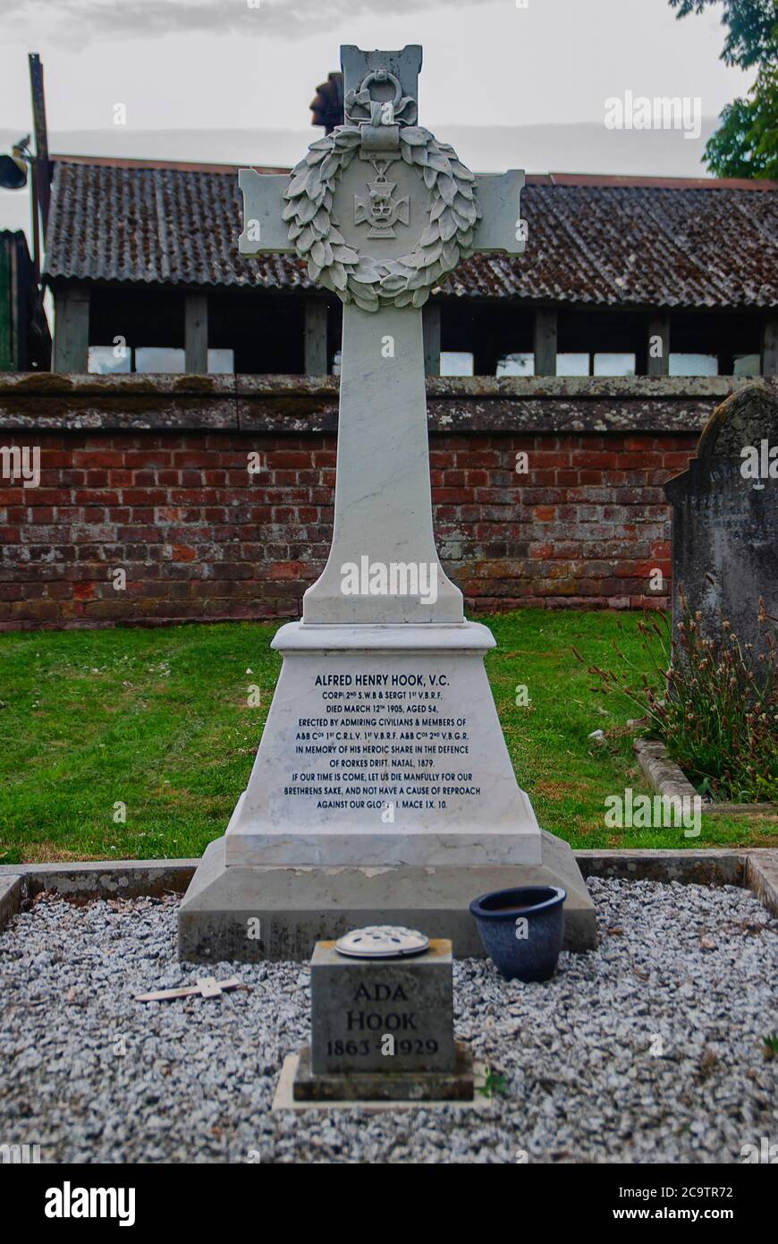 The grave of Alfred Henry Hook VC in the village of Churcham in ...