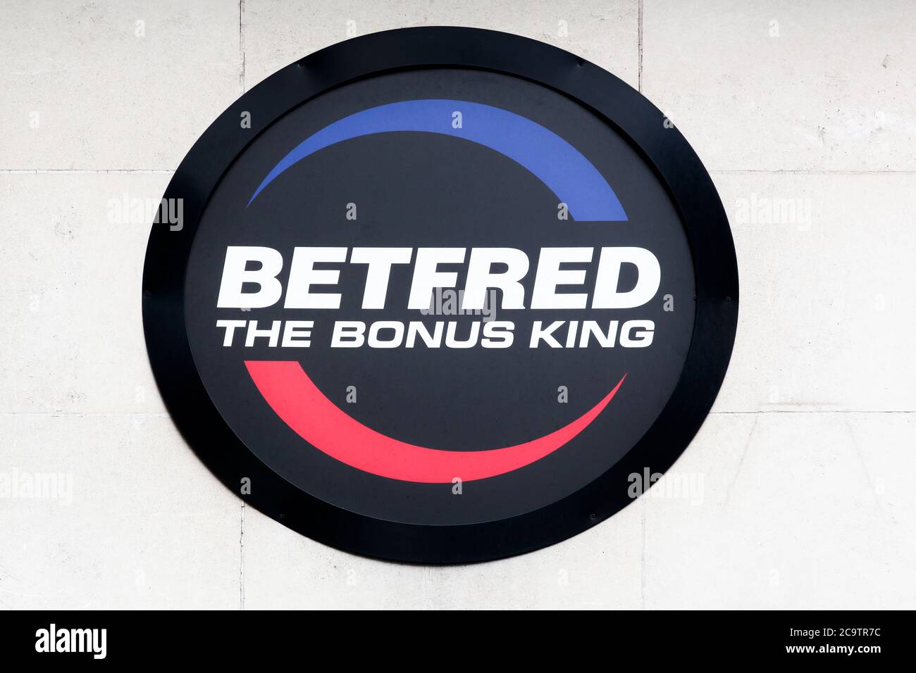 London, United Kingdom - September 25, 2019: Betfred logo on a wall ...