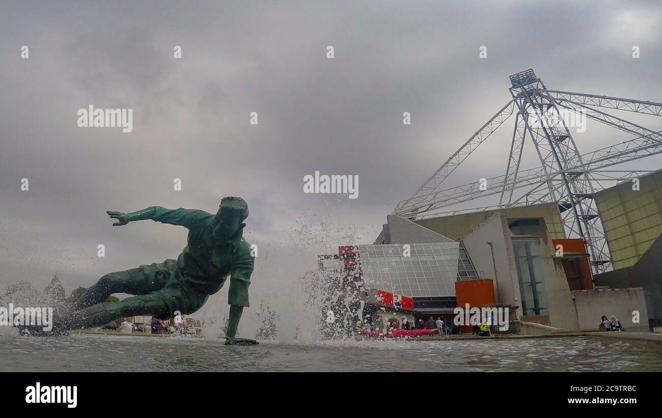 The statue of Sir Tom Finney "The Splash" outside Deepdale, home ground ...