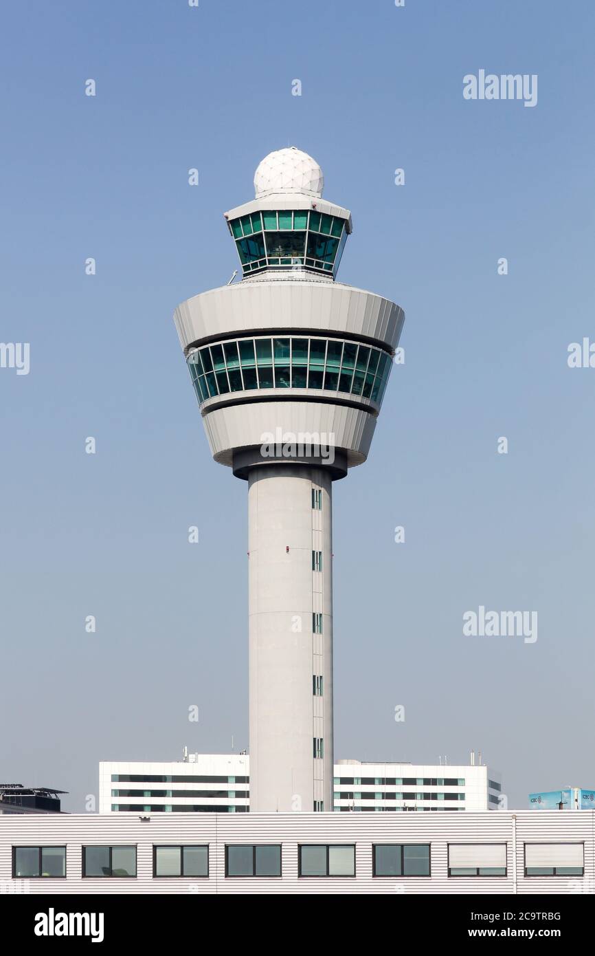 Air traffic control tower at Amsterdam Airport Schiphol, Netherlands ...