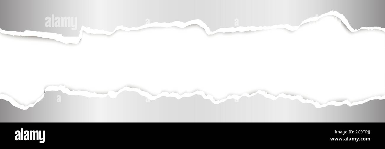 upper and lower part of ripped open paper colored silver Stock Vector ...