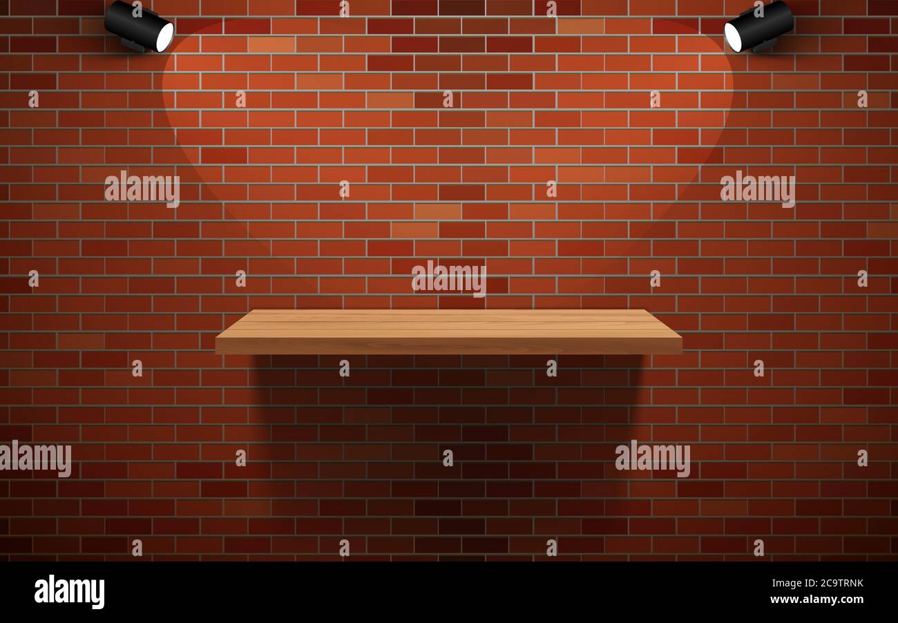 wooden shelf and spotlight in the wood studio room Stock Vector Image ...