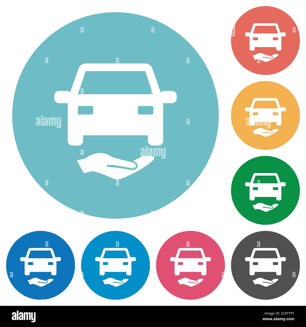Car insurance flat white icons on round color backgrounds Stock Vector ...