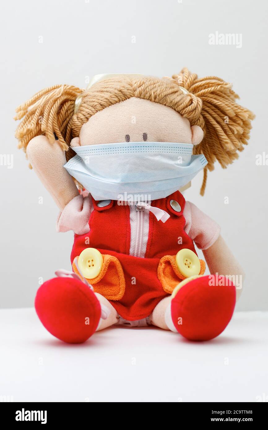 Doll with medicinal mask to recommend its use in childhood. Health ...