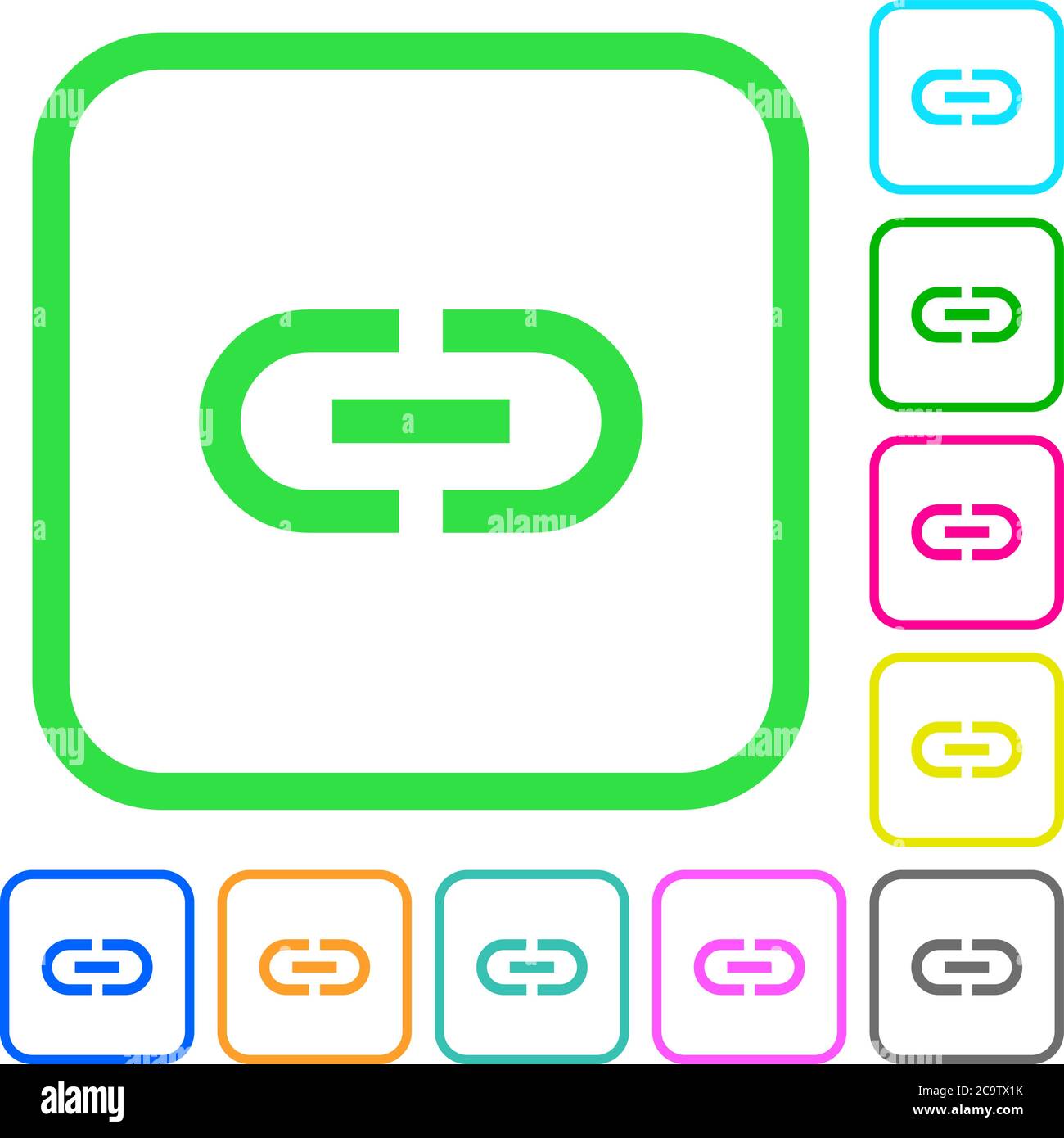 Insert link vivid colored flat icons in curved borders on white ...