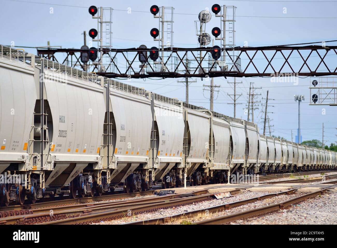 Franklin Park, Illinois, USA. A unit freight train moves through a ...