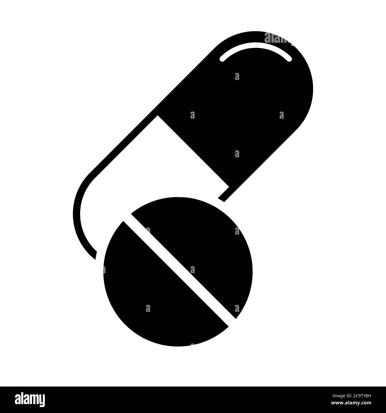 Medicine pill flat capsule icon. Vector sign isolated on white ...
