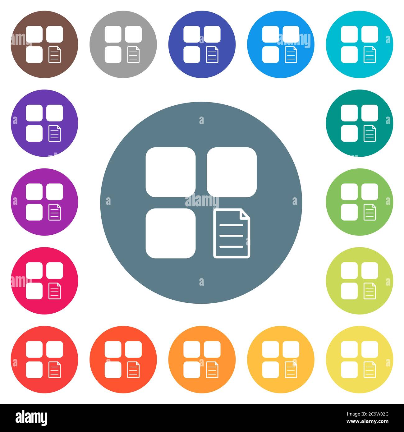 Component properties flat white icons on round color backgrounds. 17 ...
