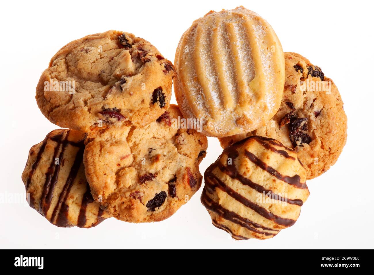 Assortment of biscuits isolated on white background. Different sorts of ...