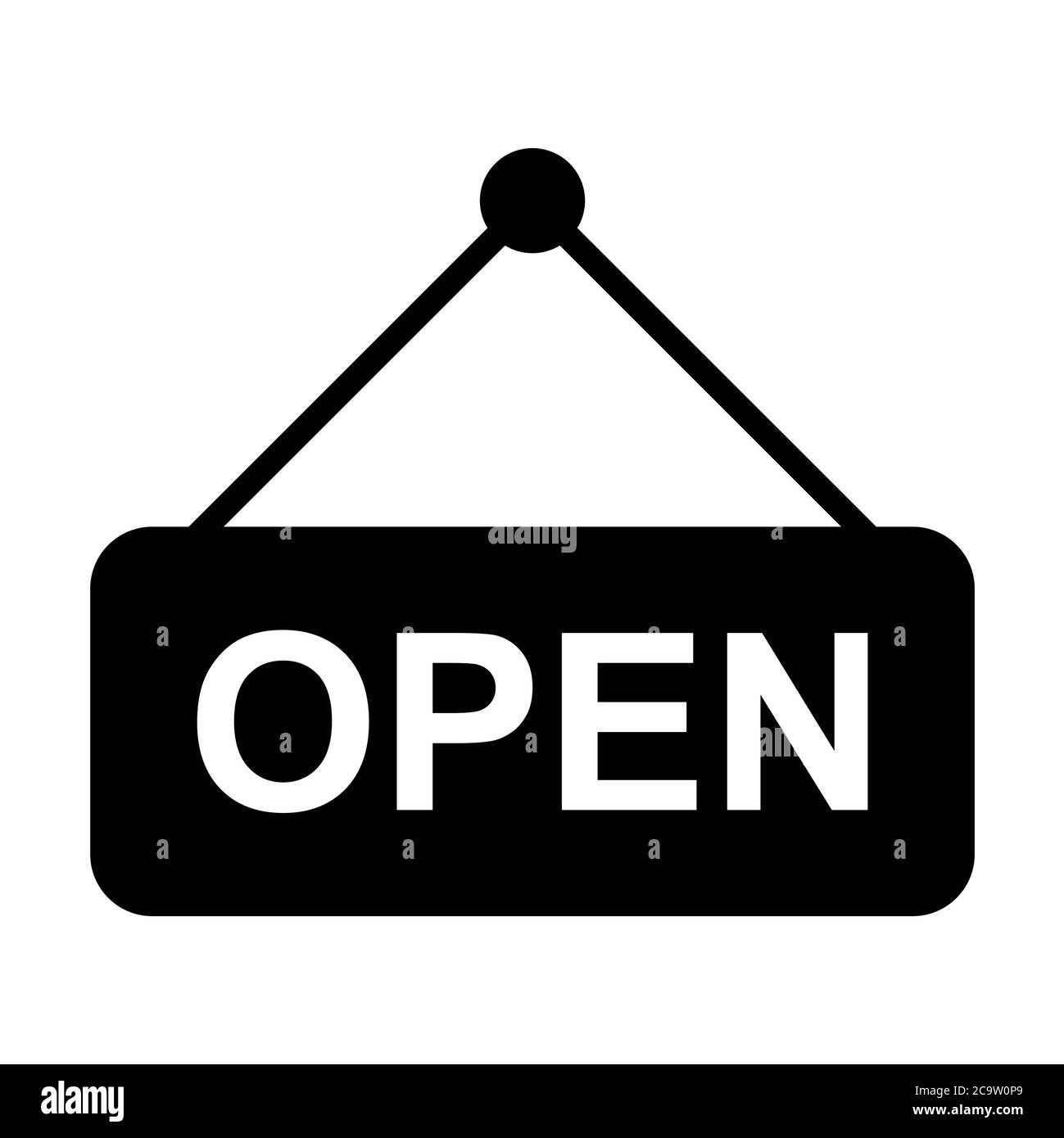 Open the door icon isolated on white background. Market notice symbol ...