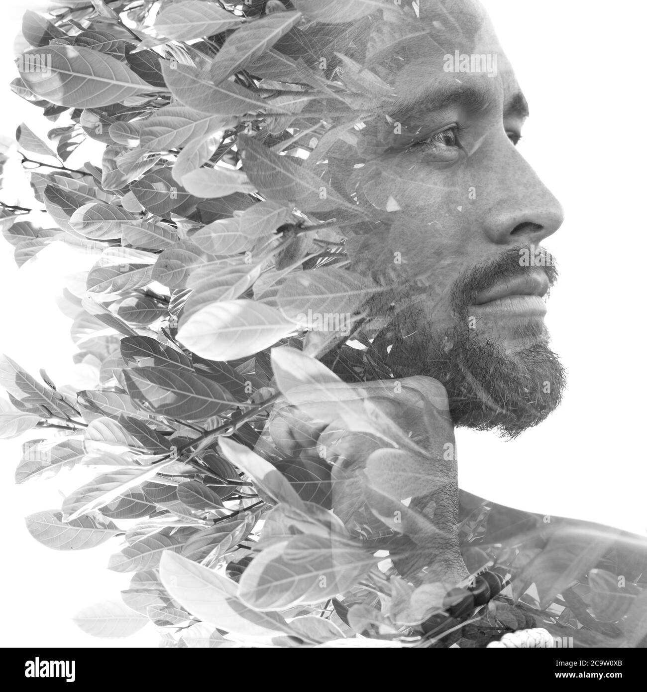 Surreal creative double exposure portrait Stock Photo - Alamy