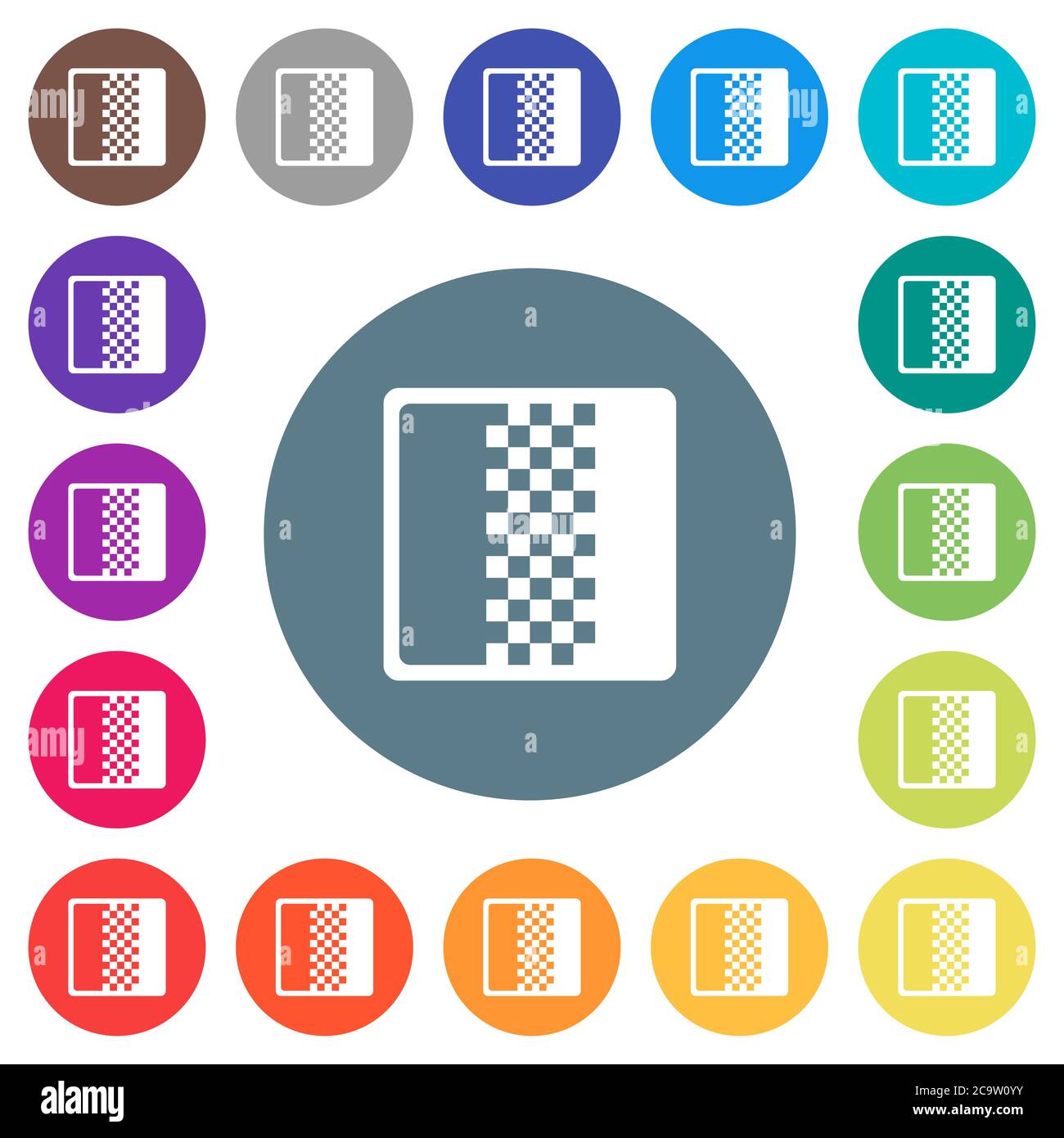 Color gradient flat white icons on round color backgrounds. 17 ...