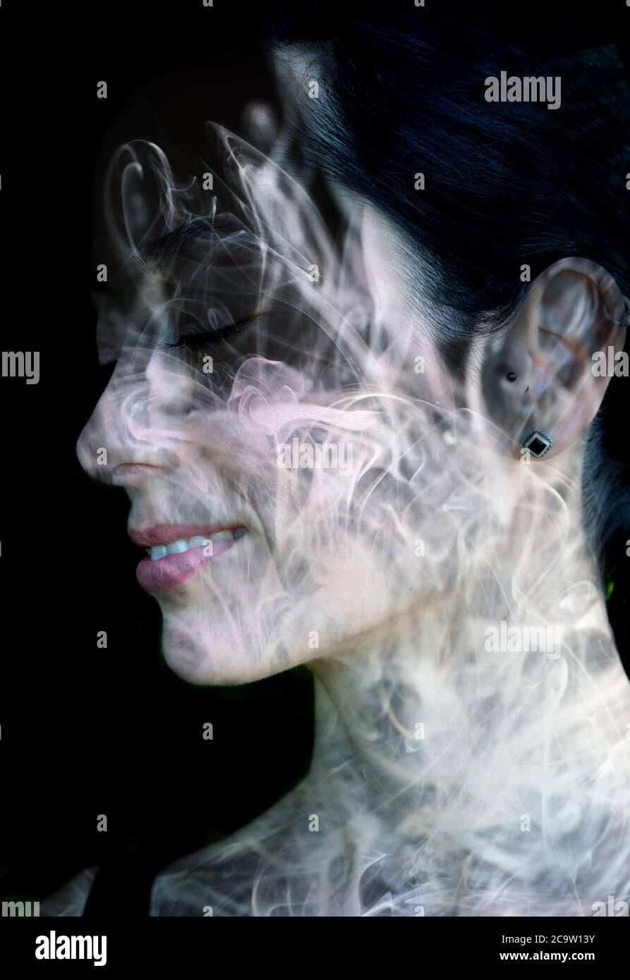 Creative photo manipulation of a portrait Stock Photo - Alamy
