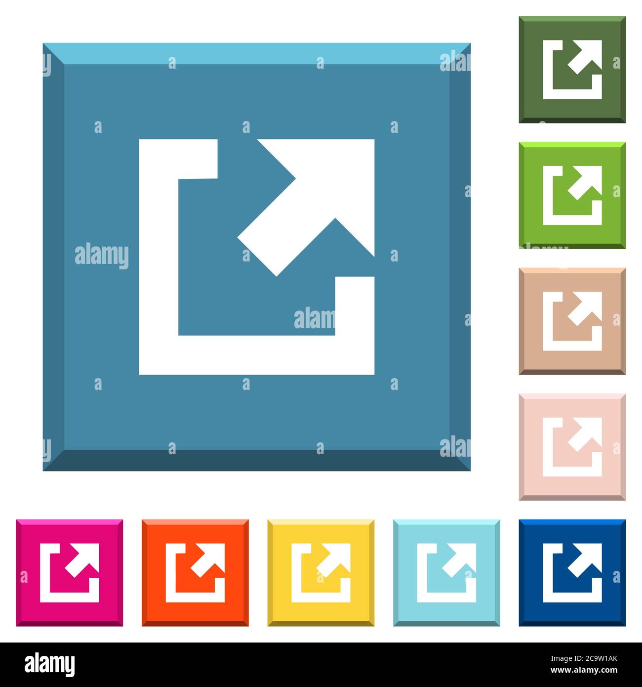 External link white icons on edged square buttons in various trendy ...