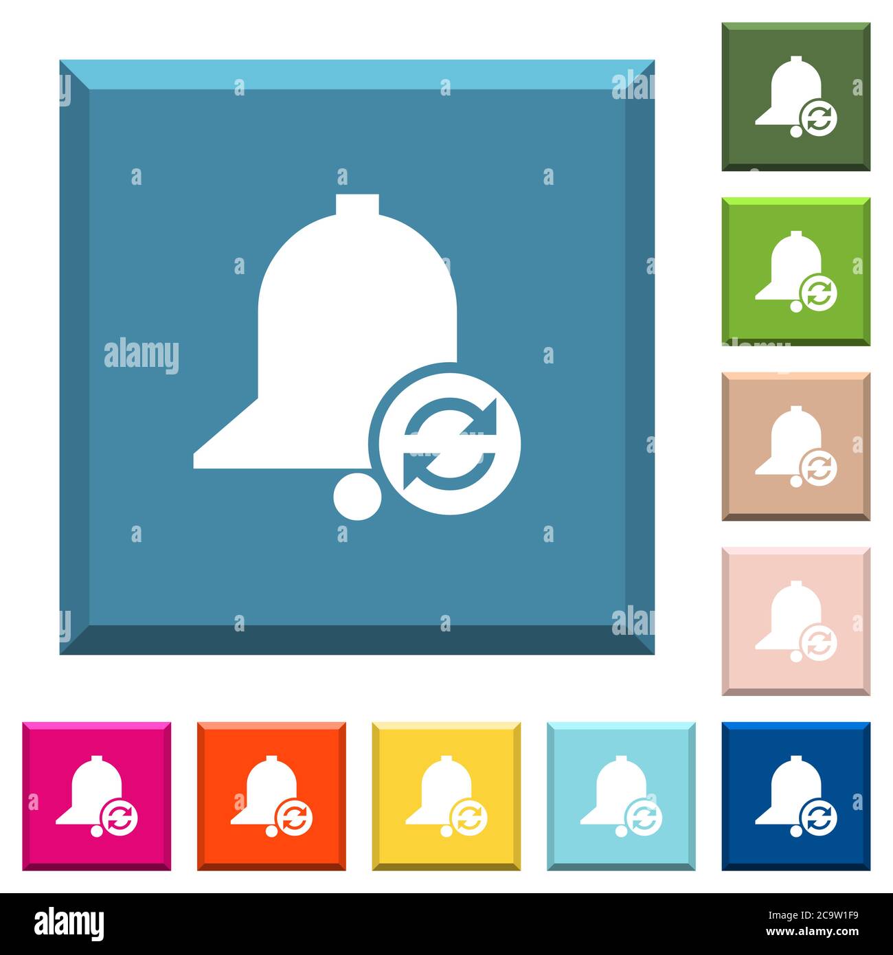 Refresh reminder white icons on edged square buttons in various trendy ...