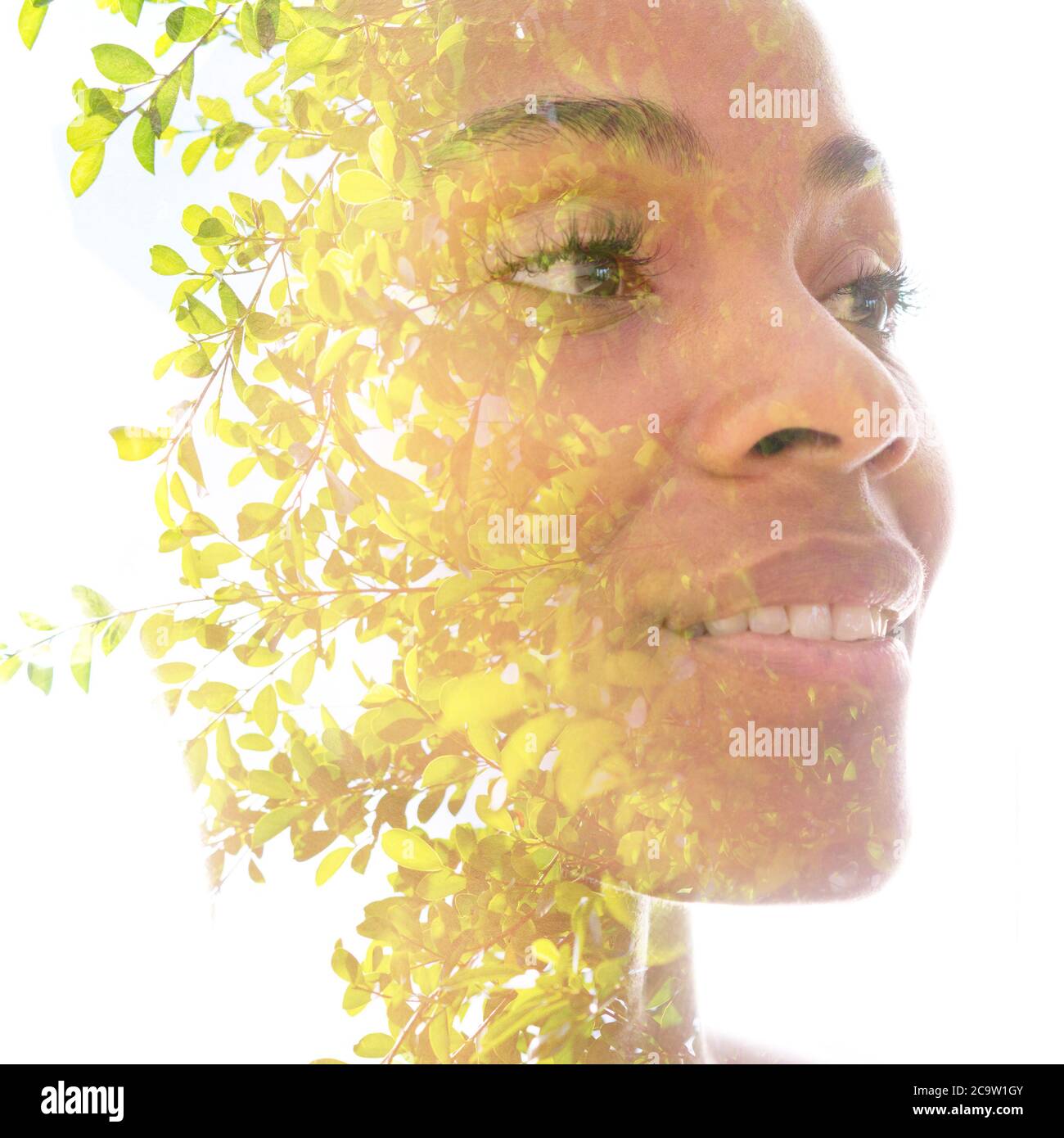 Surreal creative double exposure portrait Stock Photo - Alamy