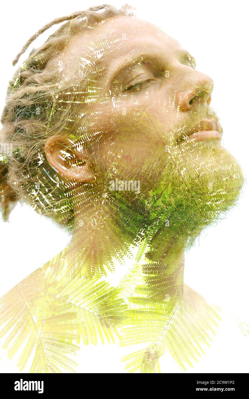 Surreal creative double exposure portrait Stock Photo - Alamy