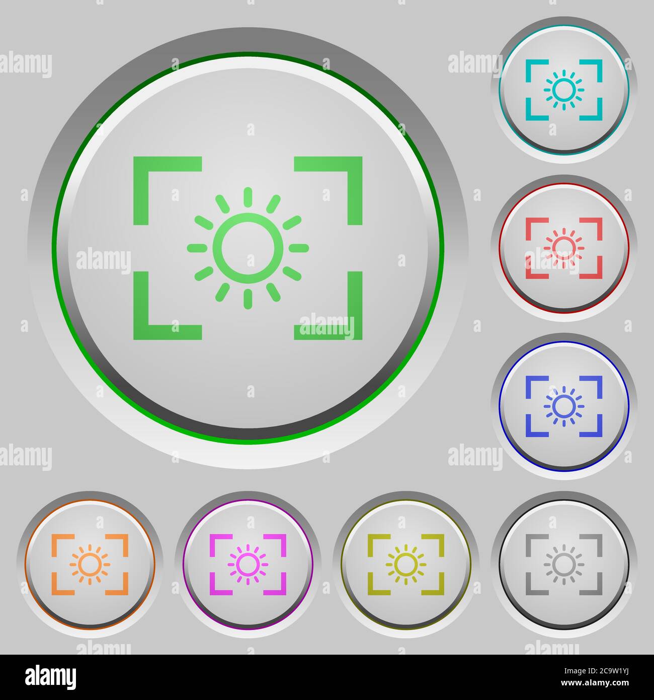 Camera brightness setting color icons on sunk push buttons Stock Vector Image & Art - Alamy