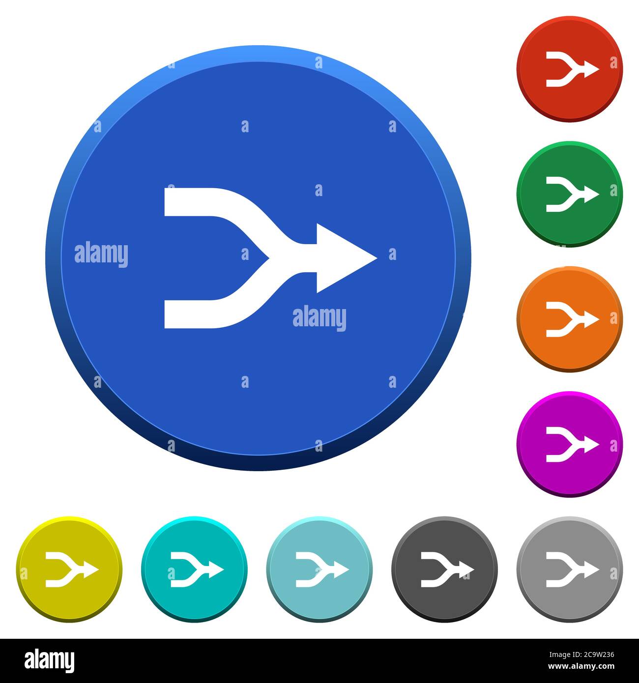 Merge arrows round color beveled buttons with smooth surfaces and flat ...