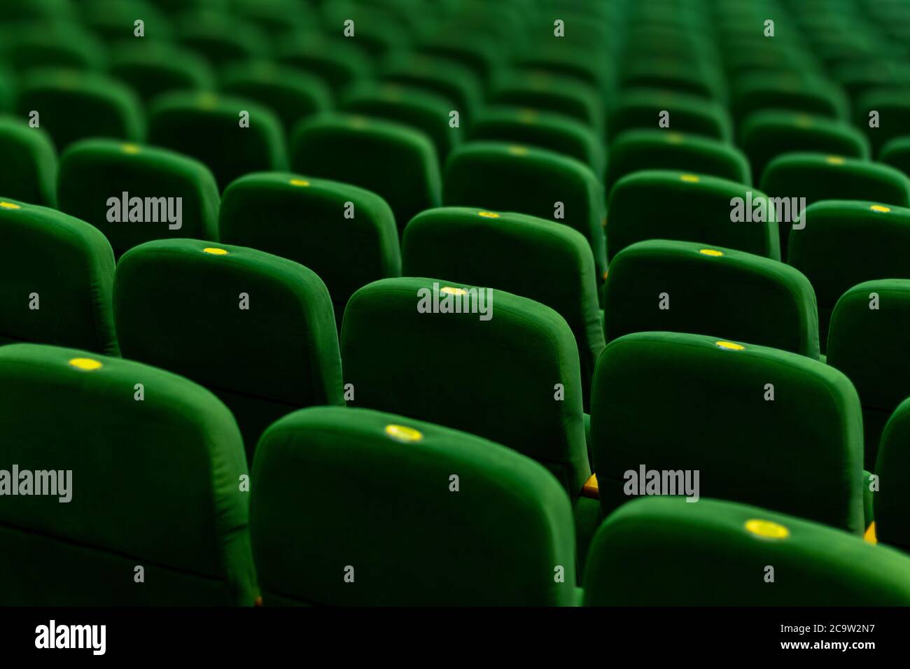Green soft velvet chairs in the theater concert hall. Texture ...