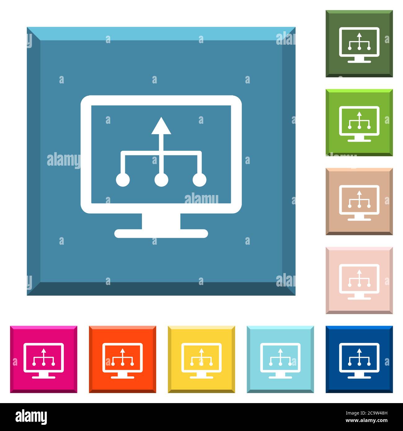 TV select source white icons on edged square buttons in various trendy ...