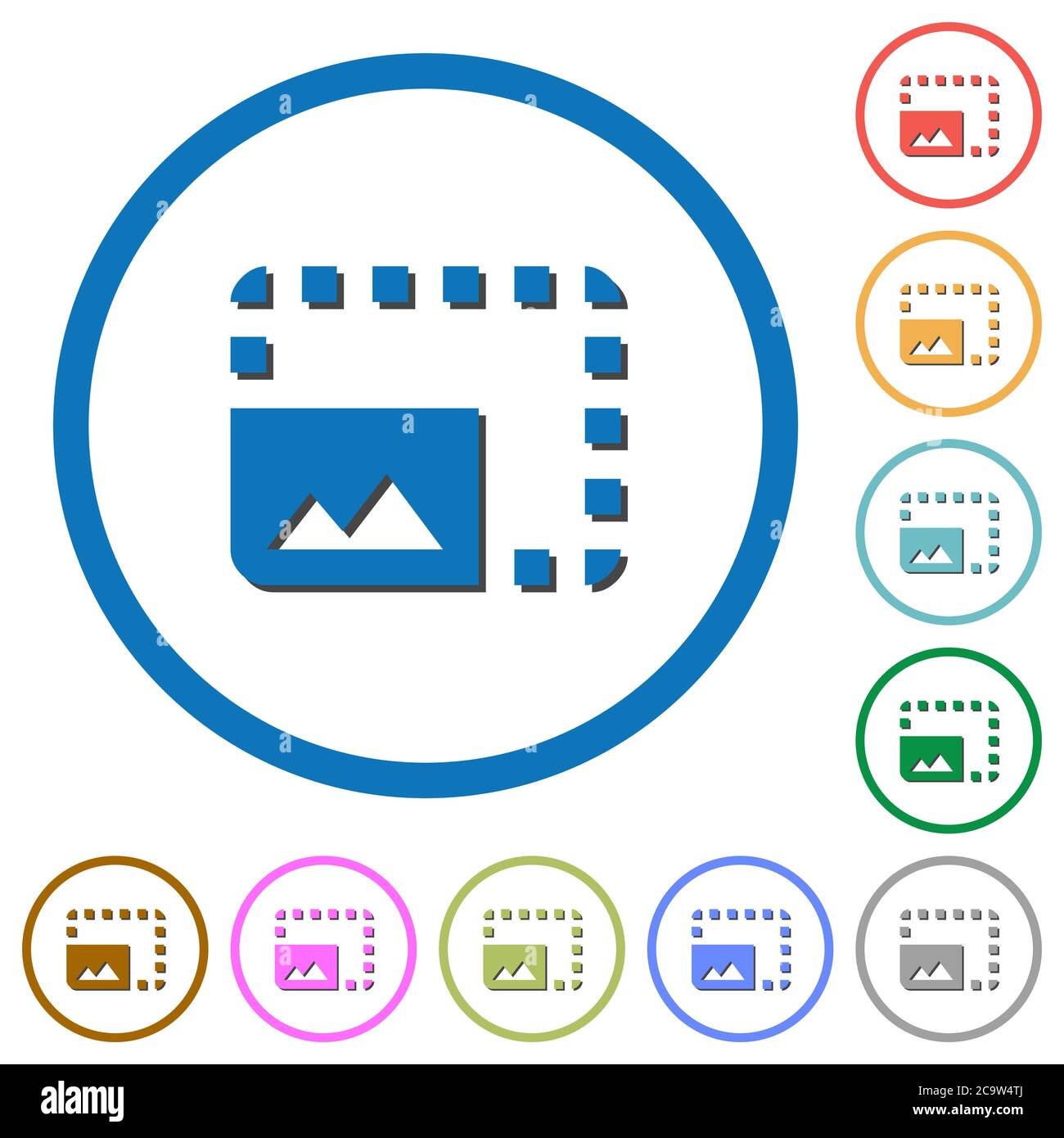 Enlarge photo flat color vector icons with shadows in round outlines on white background Stock ...