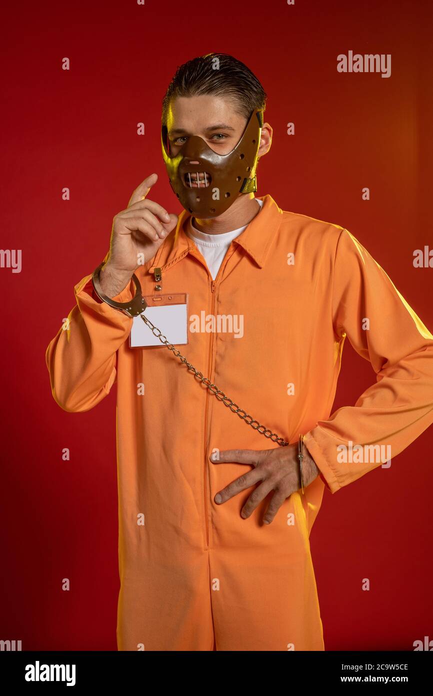 Actor a man in a mask and in costumes of fictional fantasy characters ...