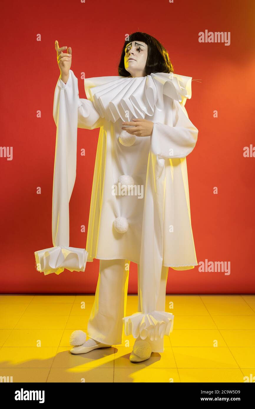 Actor a man in a mask and in costumes of fictional fantasy characters ...