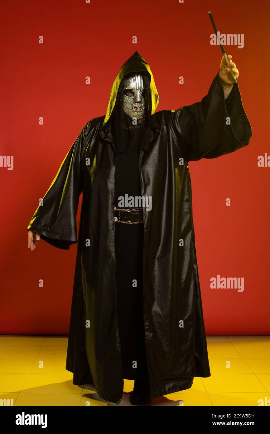 Actor a man in a mask and in costumes of fictional fantasy characters ...