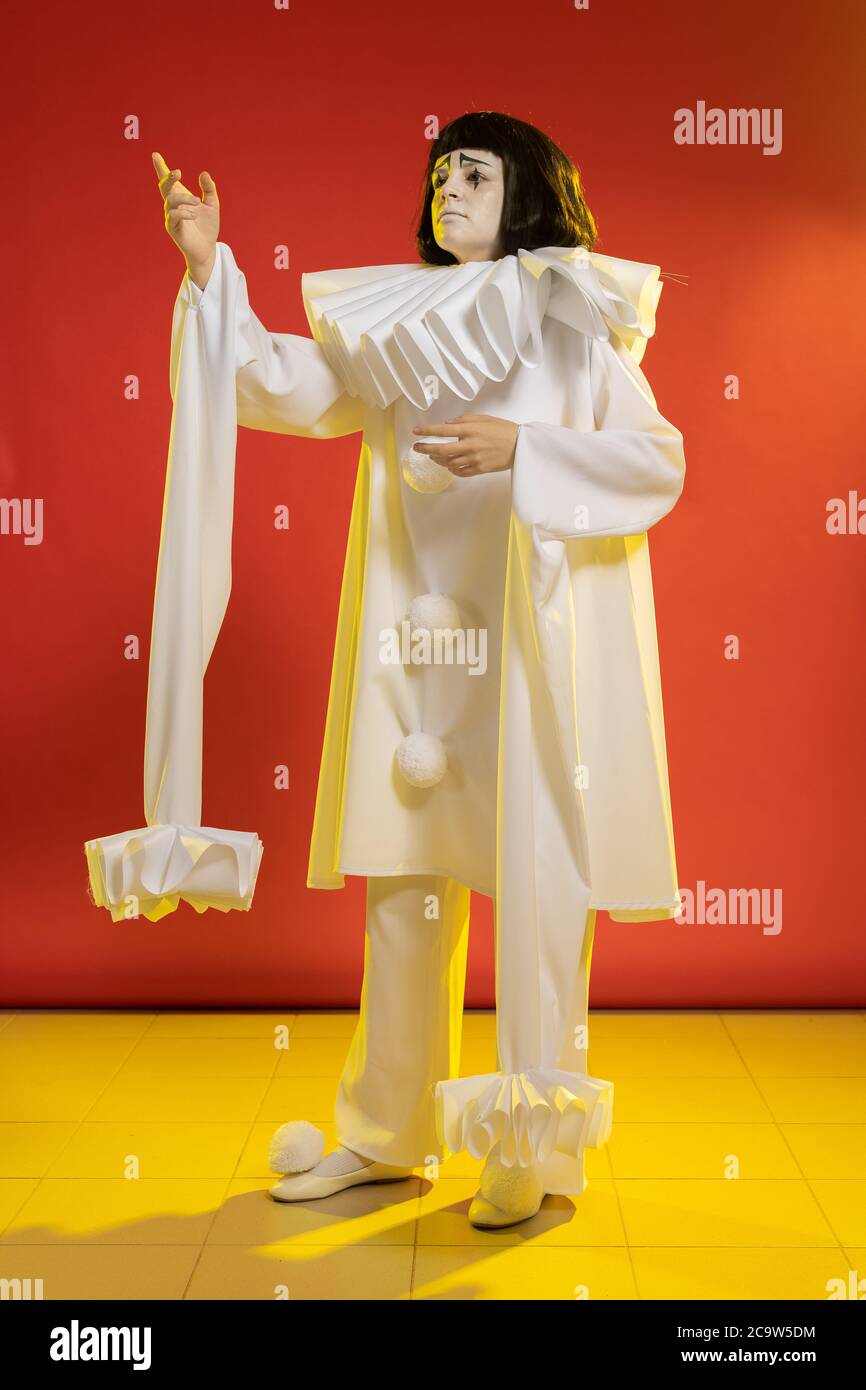 Actor a man in a mask and in costumes of fictional fantasy characters ...