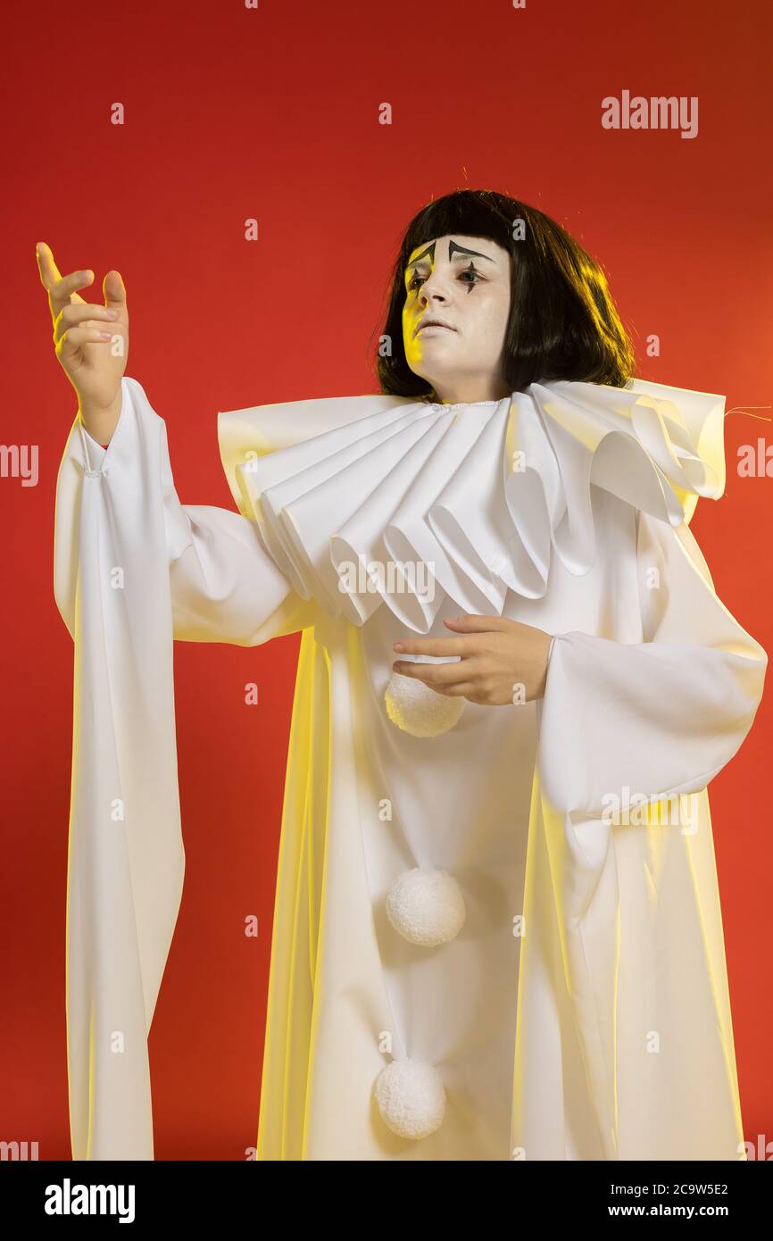 Actor a man in a mask and in costumes of fictional fantasy characters ...