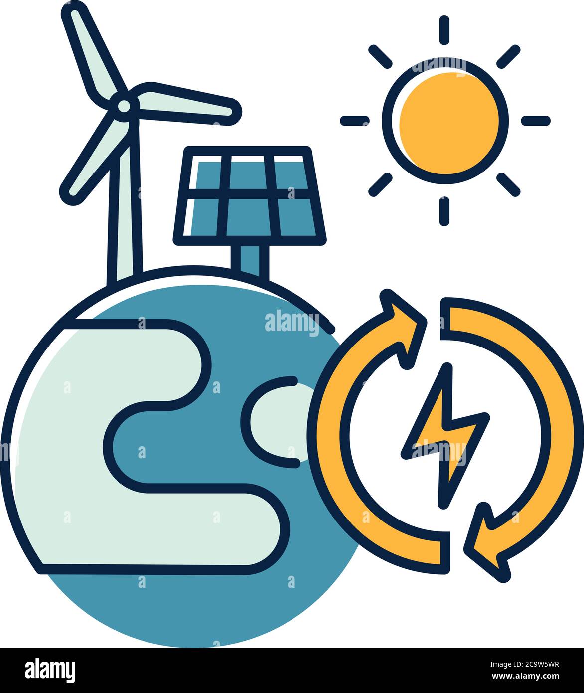 Renewable energy RGB color icon. Alternative power generation sources ...