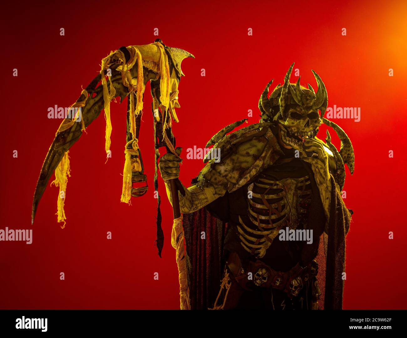 Actor a man in a mask and in costumes of fictional fantasy characters ...