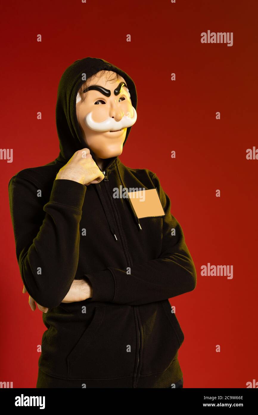 Actor a man in a mask and in costumes of fictional fantasy characters ...