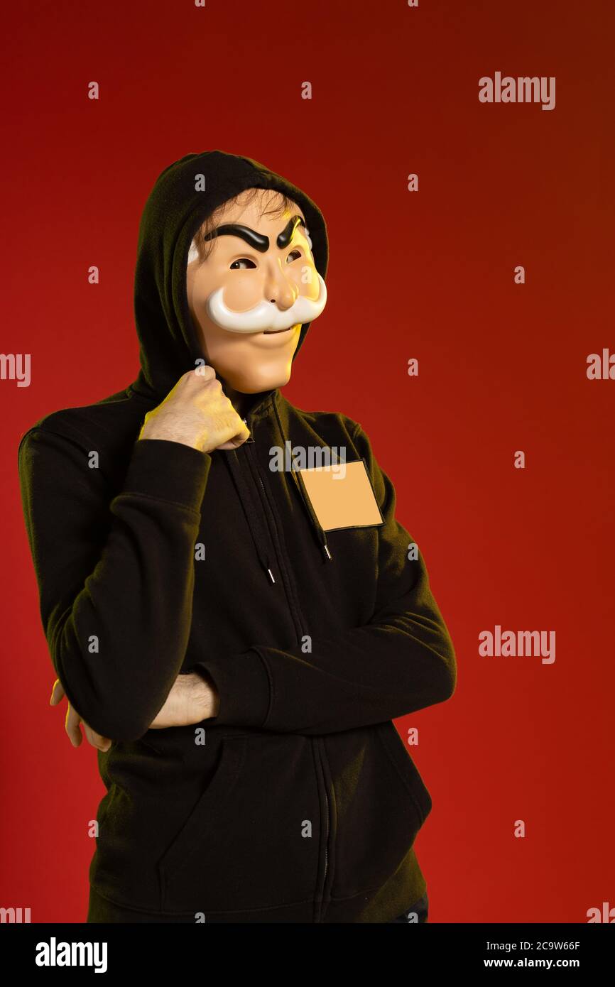 Actor a man in a mask and in costumes of fictional fantasy characters ...