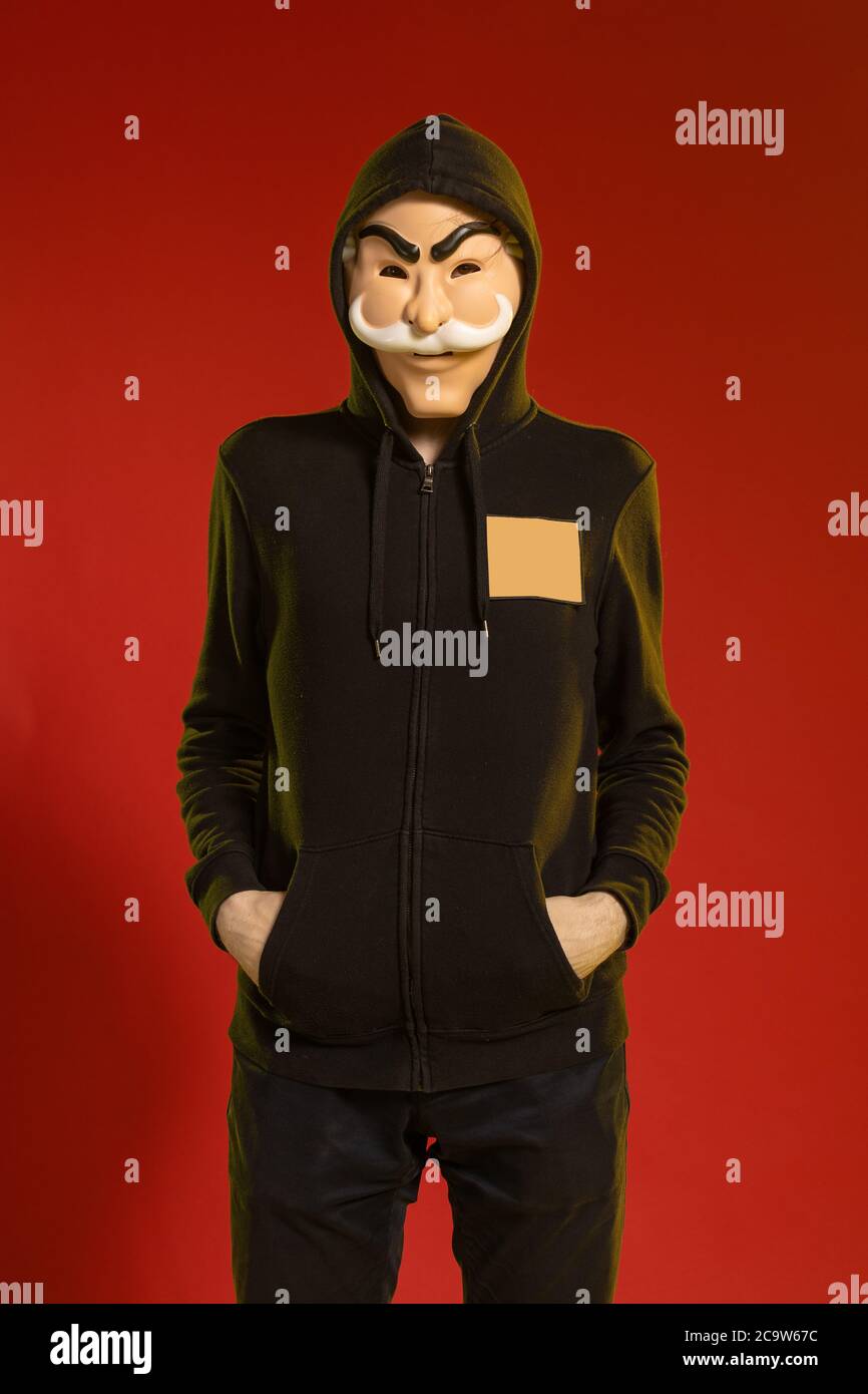 Actor a man in a mask and in costumes of fictional fantasy characters ...