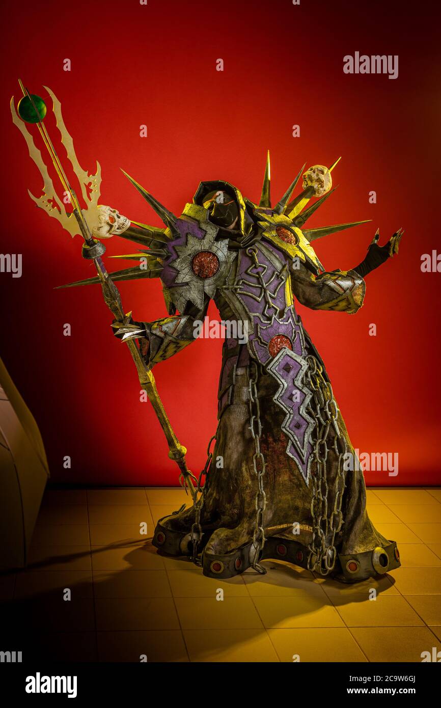 Actor a man in a mask and in costumes of fictional fantasy characters ...