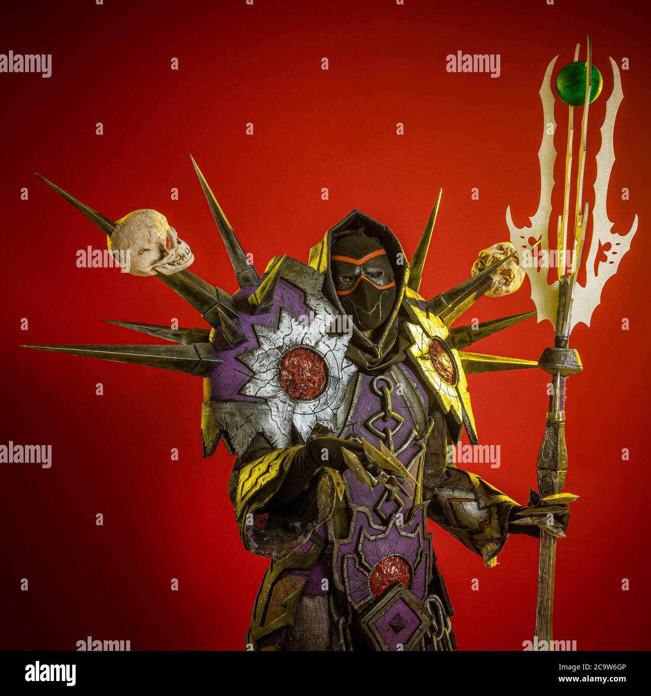 Actor a man in a mask and in costumes of fictional fantasy characters ...