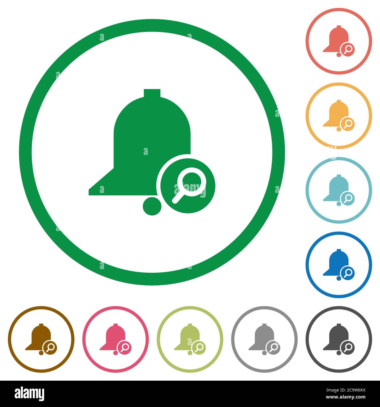 Find reminder flat color icons in round outlines on white background ...